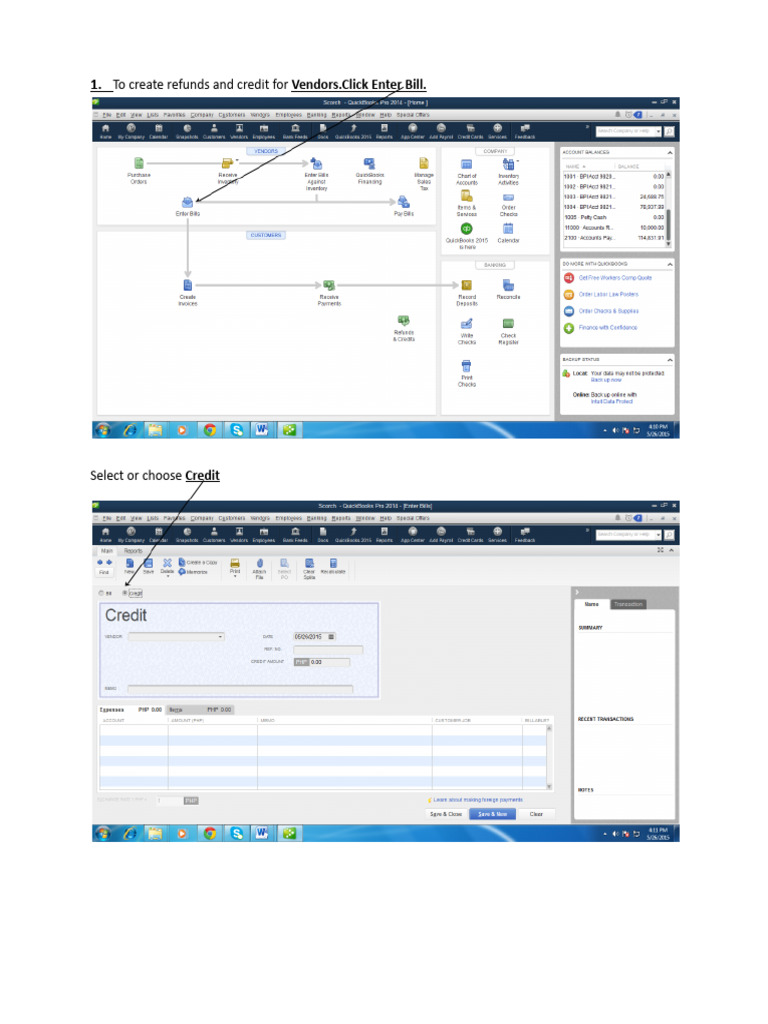 How To Create A Refund or Credit Memo Under Vendor | PDF