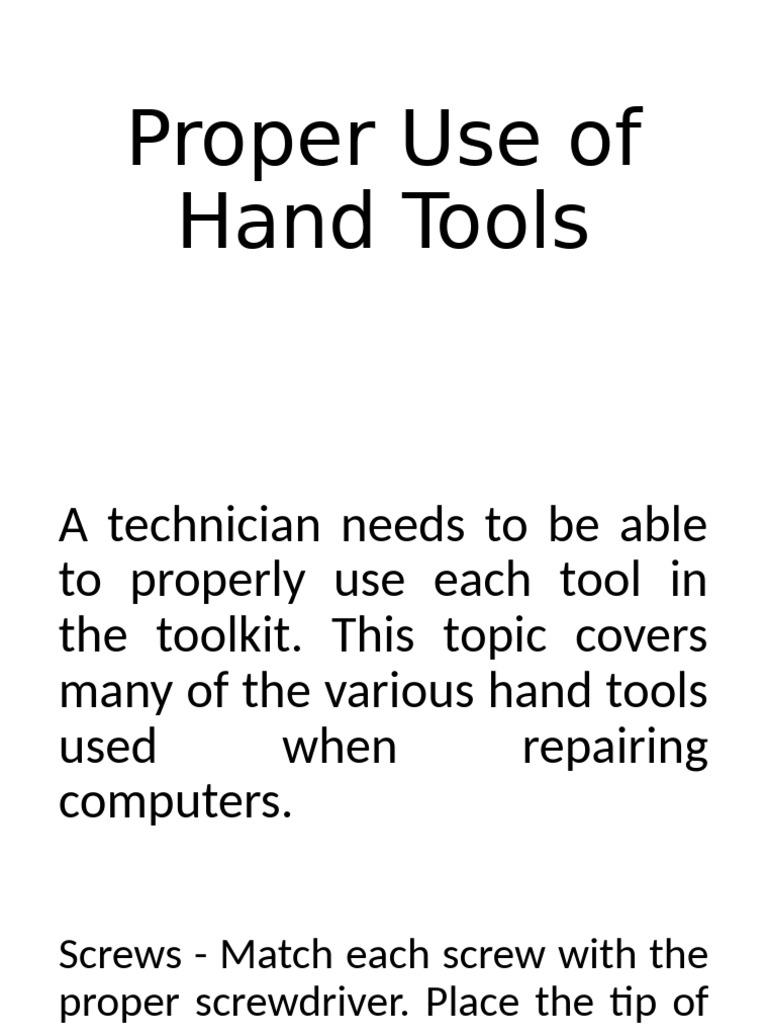 Proper Use of Hand Tools | PDF | Screw | Manufactured Goods