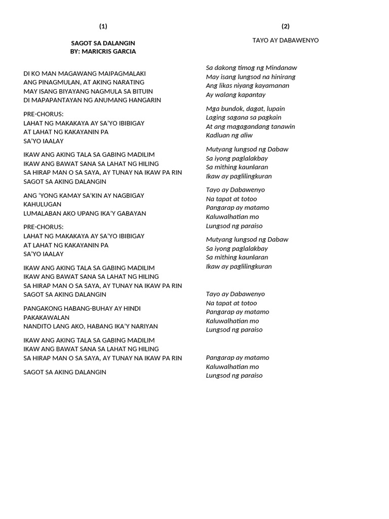 WORK IMMERSION Sagot Sa Dalangin TAYO AY DABAWENYO | PDF