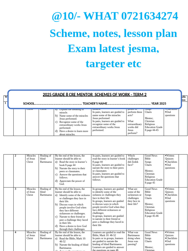 0721634274.TERM 2.Gr 8.cre. Rationalised Cre Schemes of Work Term 2 ...