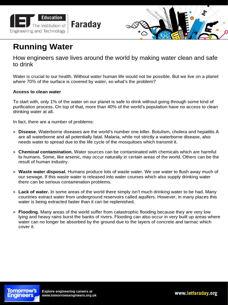 Running Water Handout | PDF | Water Purification | Water