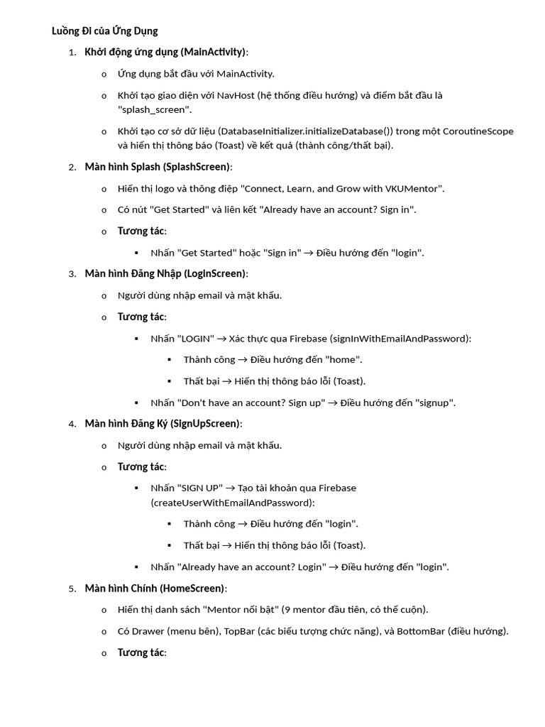 Lu NG Đi C A NG D NG KH I Đ NG NG D NG (Mainactivity) | PDF