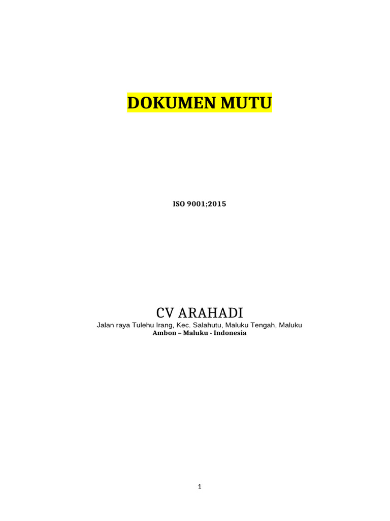 Dokumen Mutu Contoh | PDF