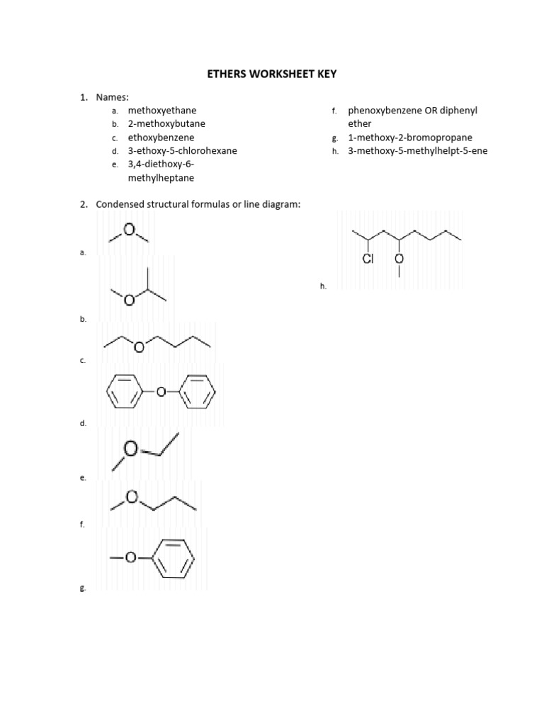 Ethers Worksheet Key | PDF