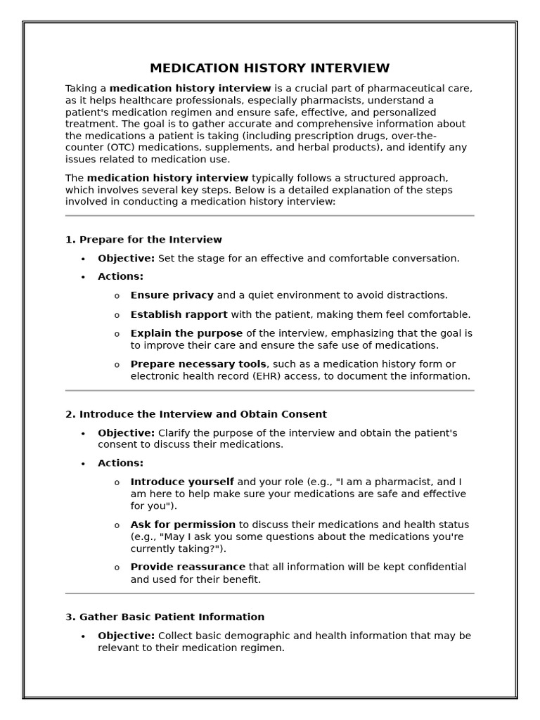 Medication History Interview Guide | PDF | Over The Counter Drug ...