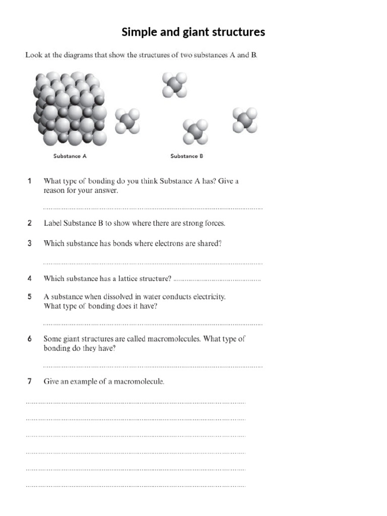 Simple and Giant Structures Worksheet | PDF