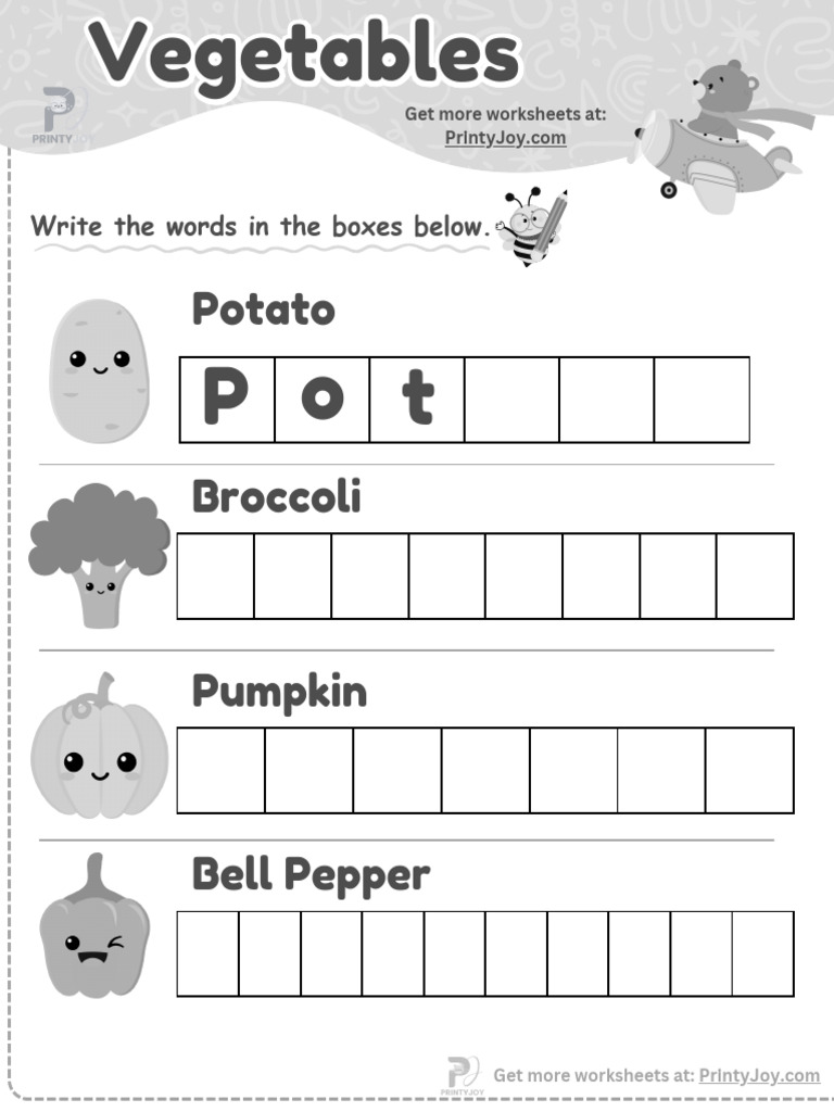 Kindergarten Vegetable Worksheets | PDF