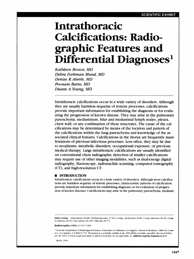 Intrathoracic Calcifications Overview | PDF | Medical Specialties ...