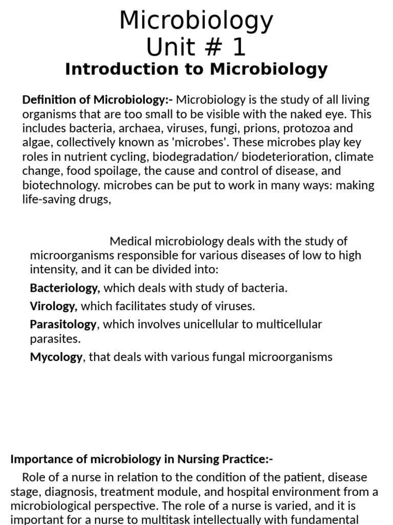 Micobiology Unit 1-1 | PDF | Virus | Microbiology