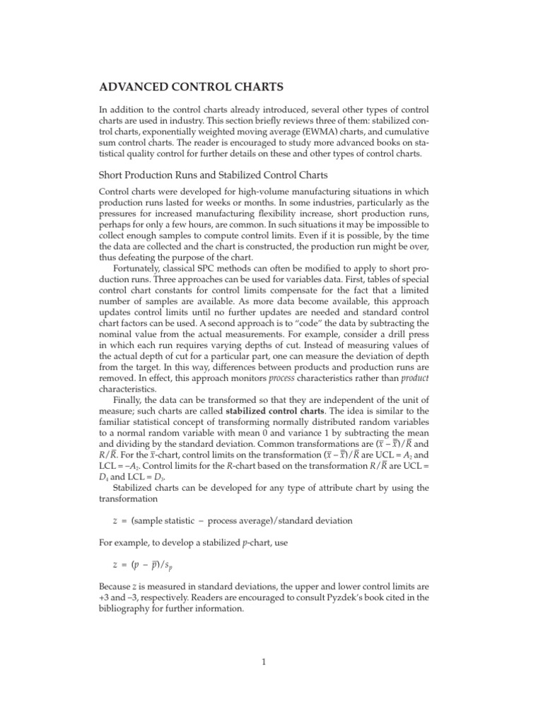 Advanced Control Charts Overview | PDF | Moving Average | Standard ...