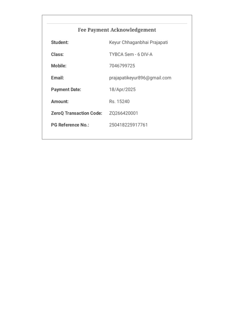 Fee Payment Acknowledgement | PDF