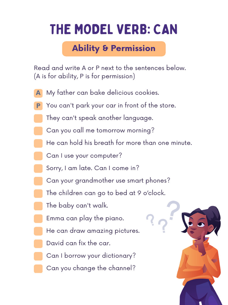 The Modal Verb Can - Grammar Practice | PDF
