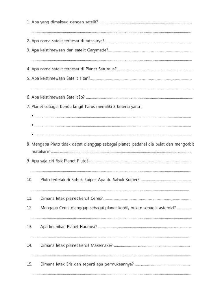 Soal IPA Bab Tata Surya - Refan | PDF