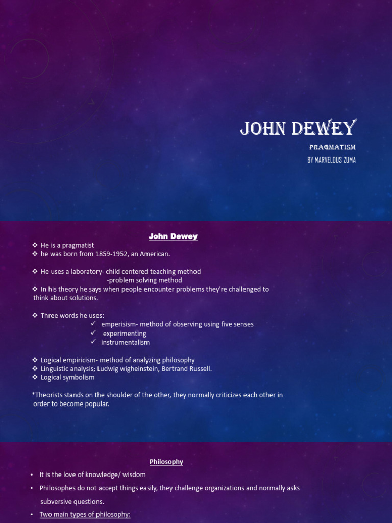 JOHN DEWEY's PHILOSOPHY EDUCATION LEVEL 1 | PDF | Pragmatism | Knowledge