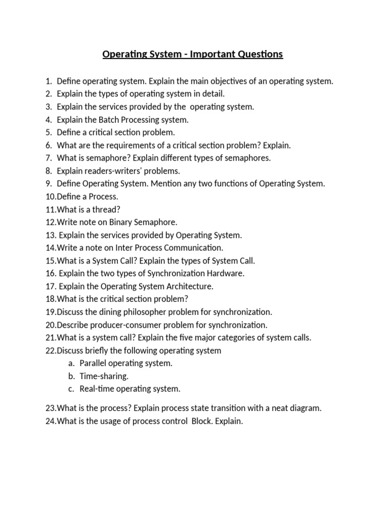Os - Important Questions | PDF