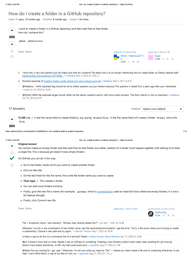 Creating Folders in GitHub Repositories | PDF | Computer File ...