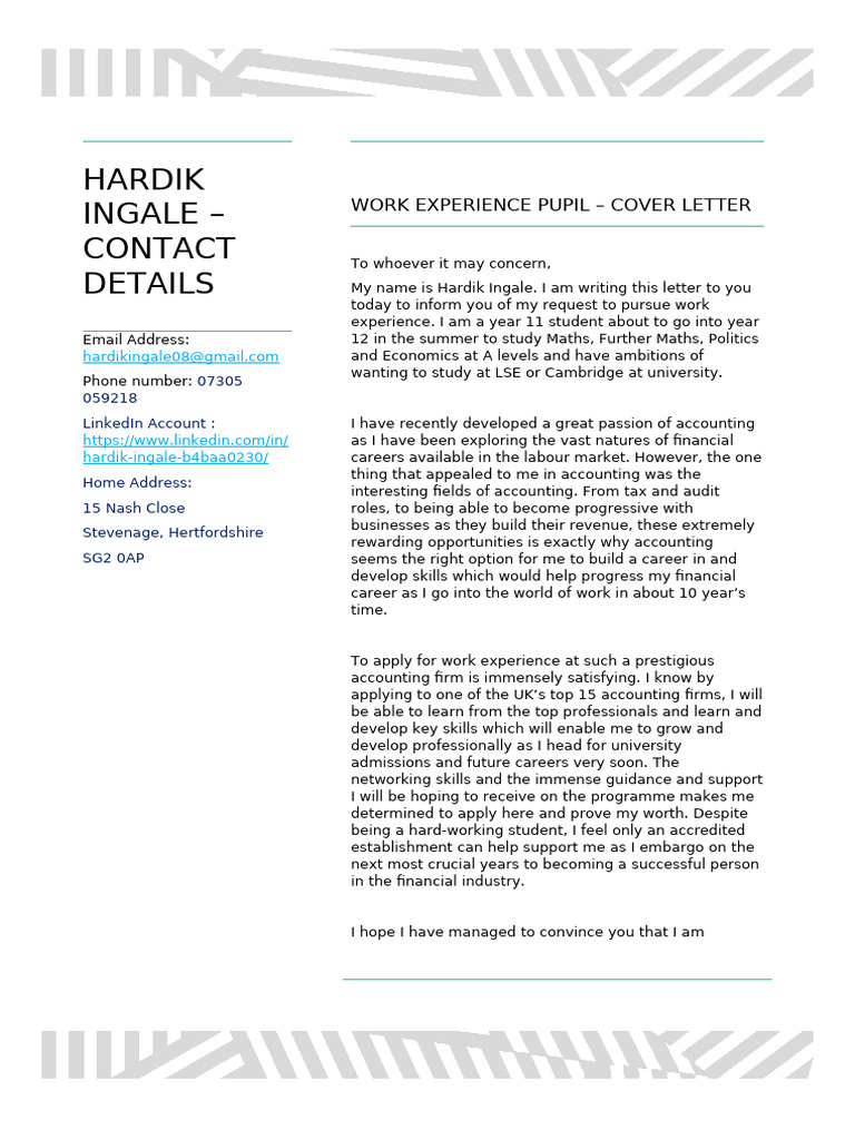 Hardik Ingale's Work Experience Application | PDF