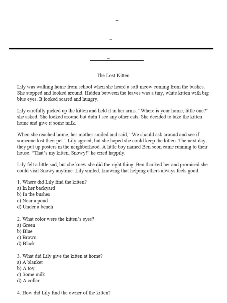 Class 4 English Model Test Paper | PDF