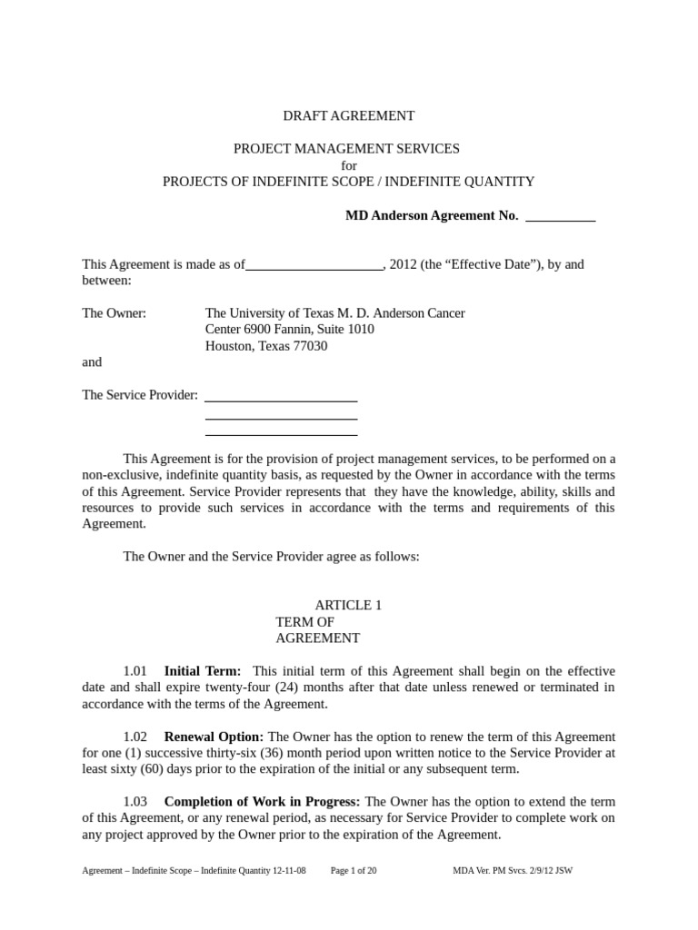 Attachment A Draft Agreement - PM Svcs | PDF | Insurance | Liability ...