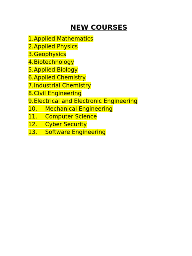 New Engineering and Science Courses | PDF