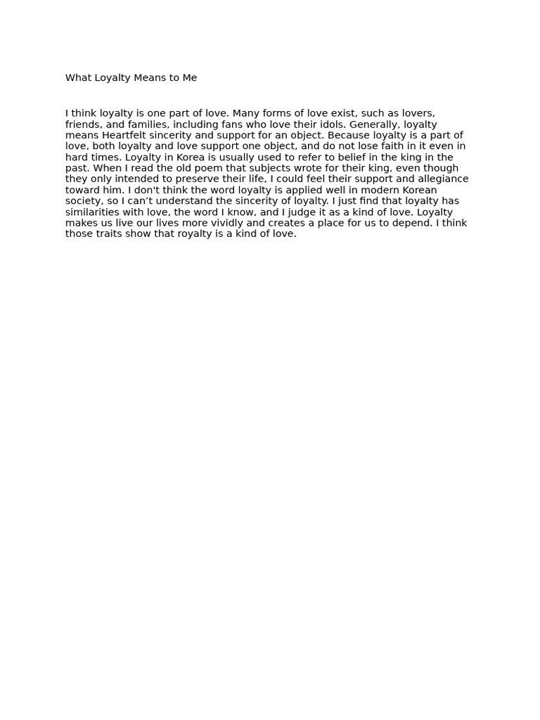What Loyalty Means To Me | PDF