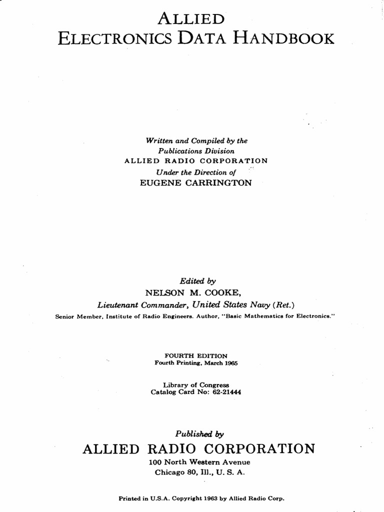 Allied Electronics Data Handbook - 1963 | PDF | Decibel | Trigonometric Functions