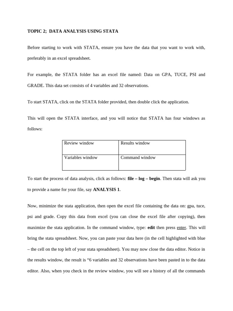 Data analysis using stata | PDF | Coefficient Of Determination | Errors And Residuals