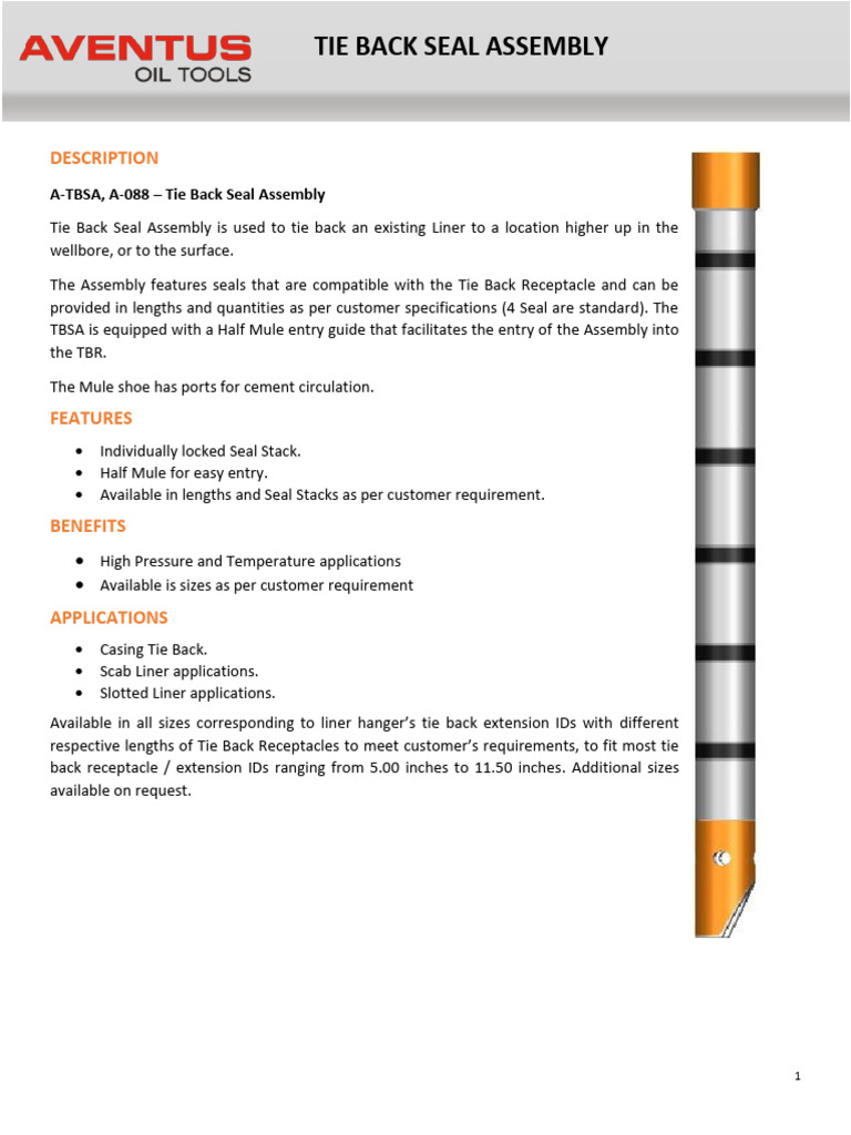 TIE-BACK-SEAL-ASSEMBLY Aventus | PDF