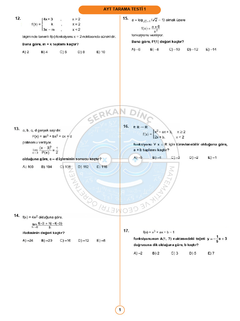 12 Sınıf AYT Tarama 2 | PDF