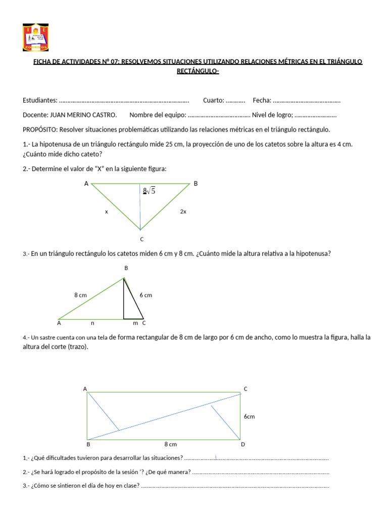 Ficha 7; Relac Metricas 4ABCD-25 (1) | PDF