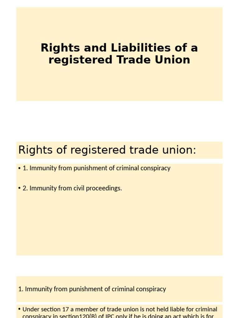 Rights and Liabilities of Trade Unions | PDF | Legal Liability | Tort