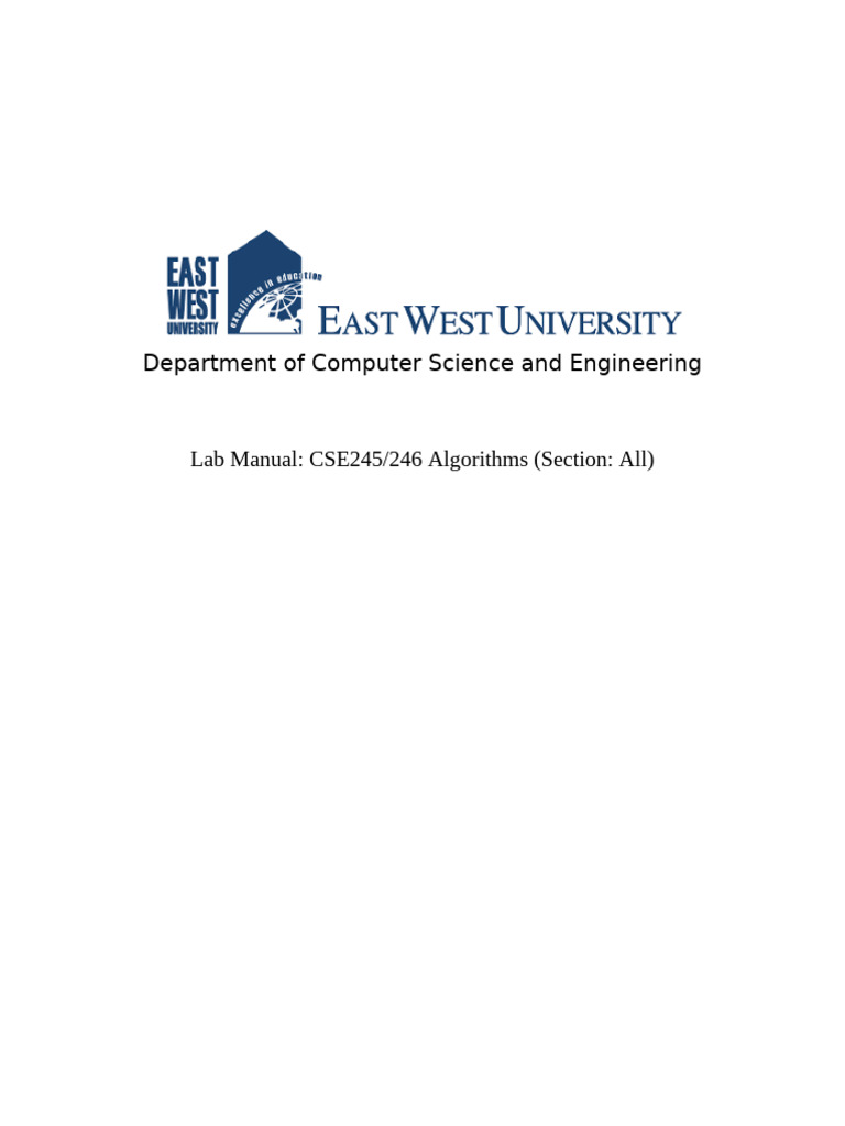 CSE246 Algorithms Lab Manual Guide | PDF | Time Complexity ...