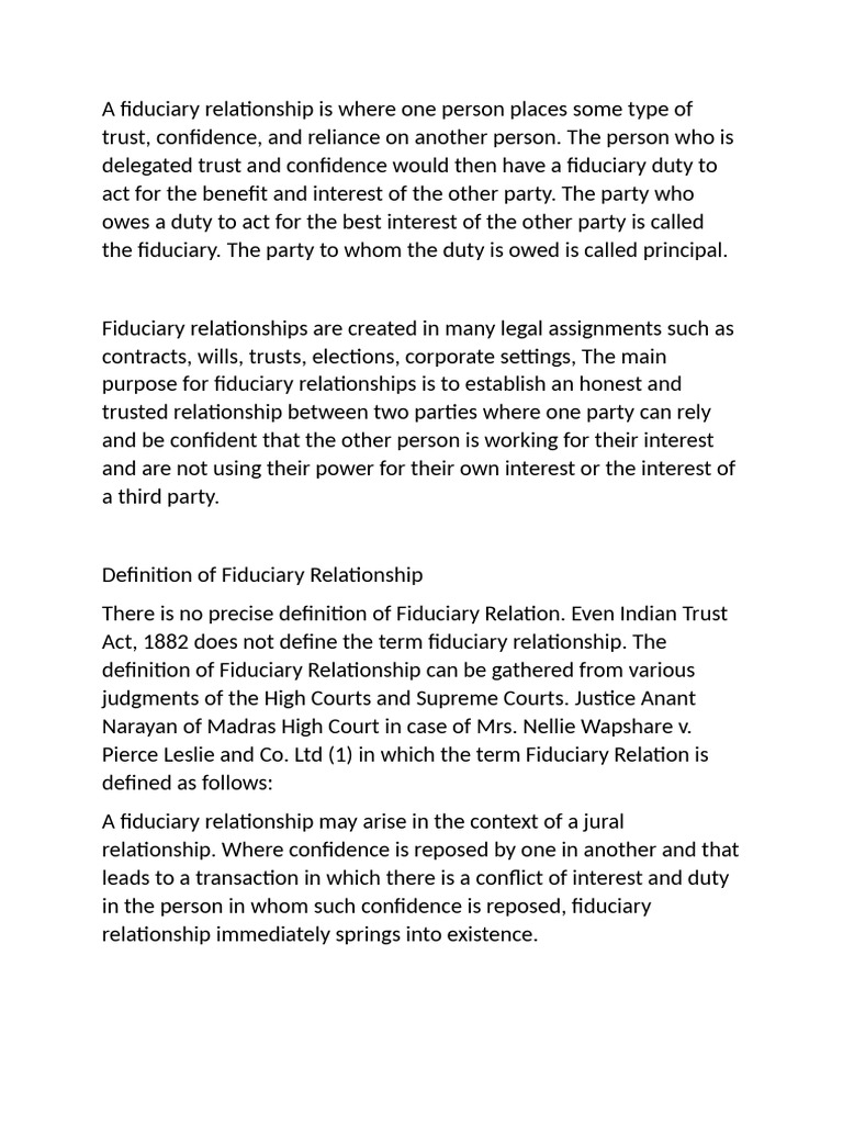 Understanding Fiduciary Relationships | PDF | Fiduciary | Trustee