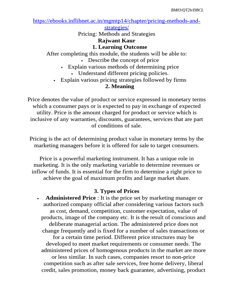 Pricing Methods and Strategies Overview | PDF | Pricing | Demand