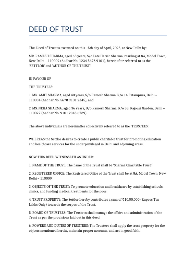 Deed of Trust Hypothetical | PDF