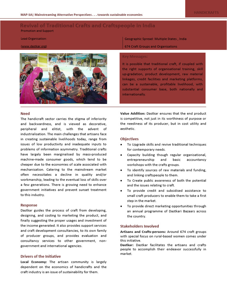 Reviving Indian Handicrafts for Sustainability | PDF | Crafts ...