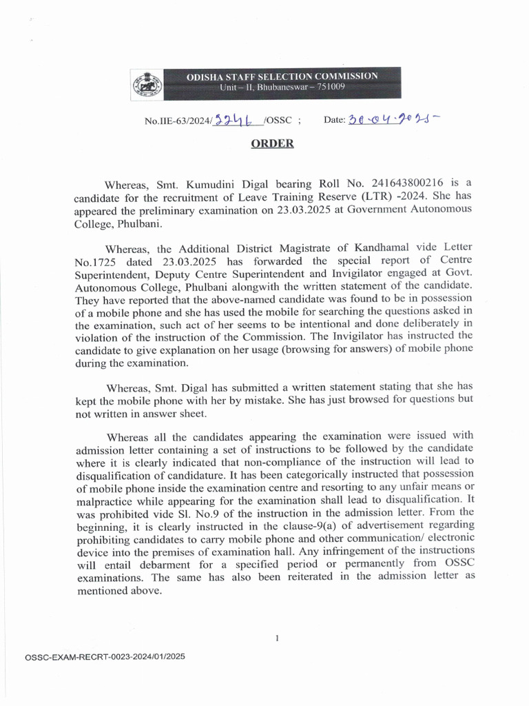 Debar Order of Kumudini Digal | PDF