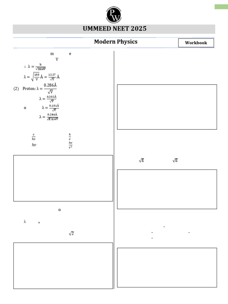 Workbook + Practice Sheet Modern Physics Physics Ummeed NEET For | PDF ...