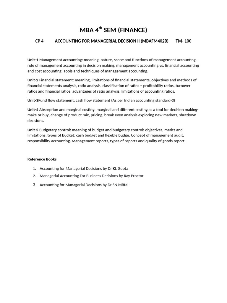 Accounting For Managerial Decisions 2 | PDF