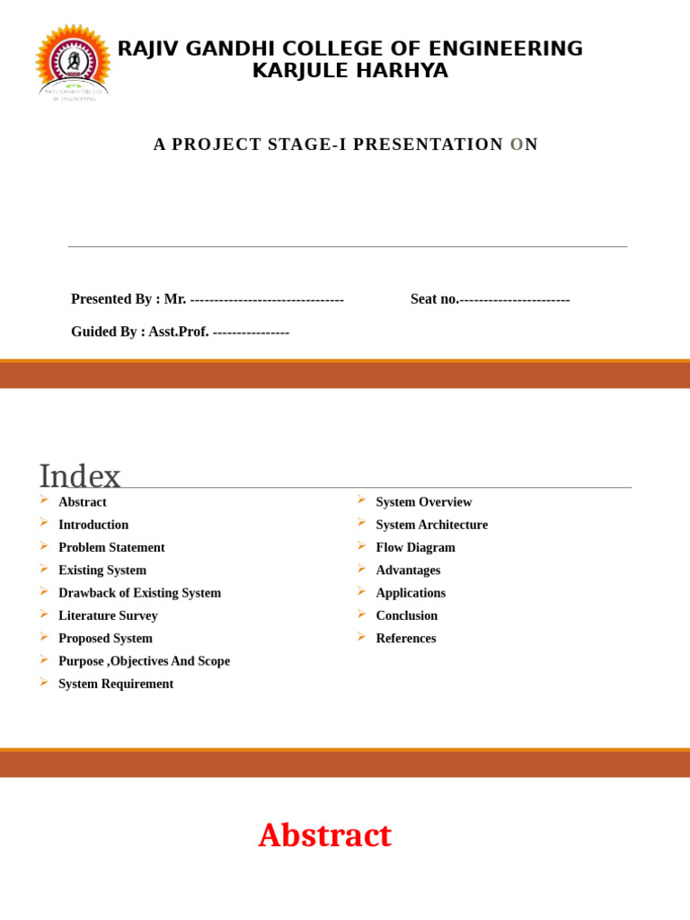 Project Stage-I Presentation Overview | PDF