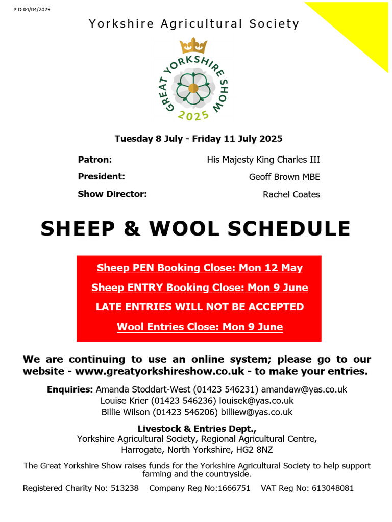 Sheep Schedule Gys 2025 v4 | PDF | Sheep | Caprids