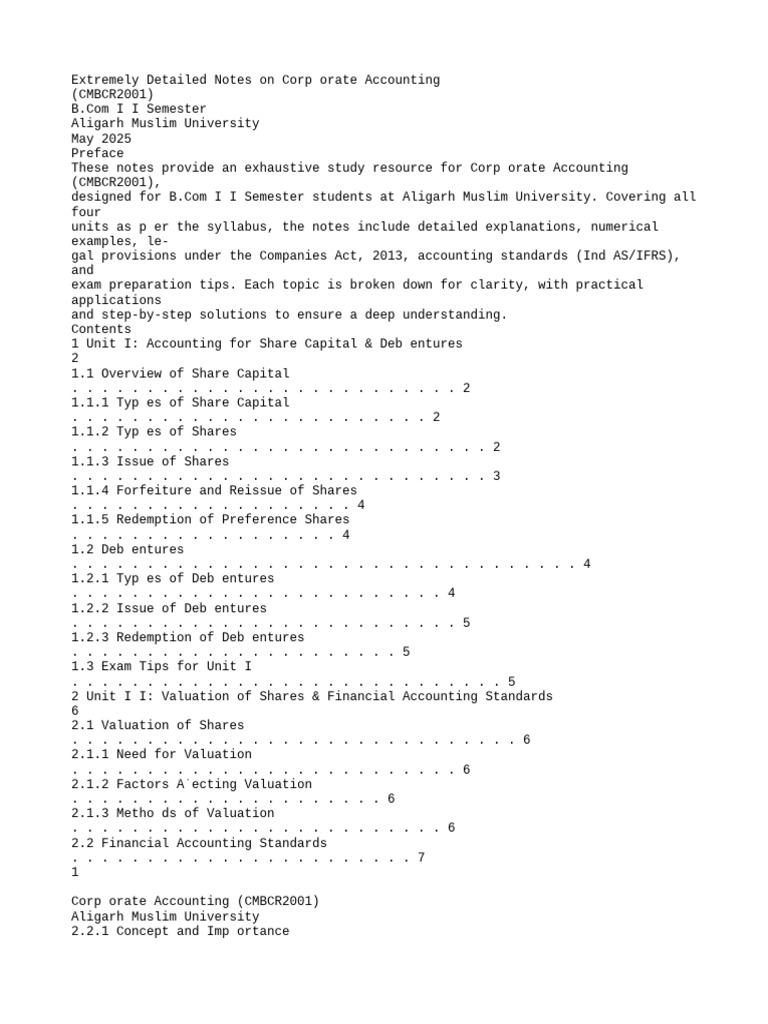 Corporate Accounting Notes | PDF | Equity (Finance) | Fair Value