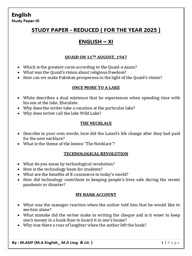 Themes in English Study Paper XI | PDF
