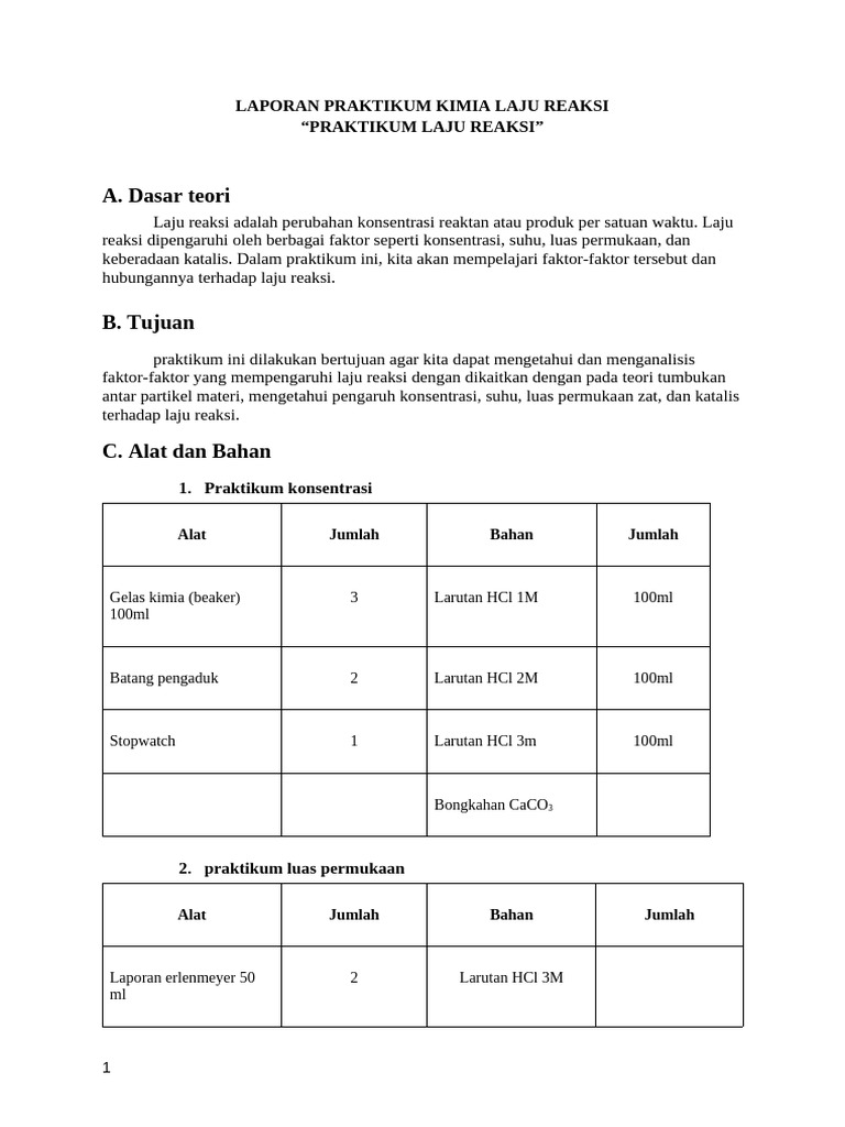 Laporan Praktikum Kimia Laju Reaksi - Nazwa | PDF
