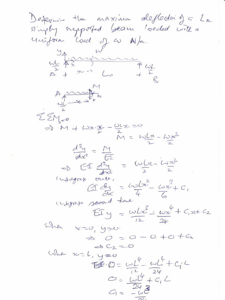 Deflection Example - Simply Supported Beam With UDL | PDF