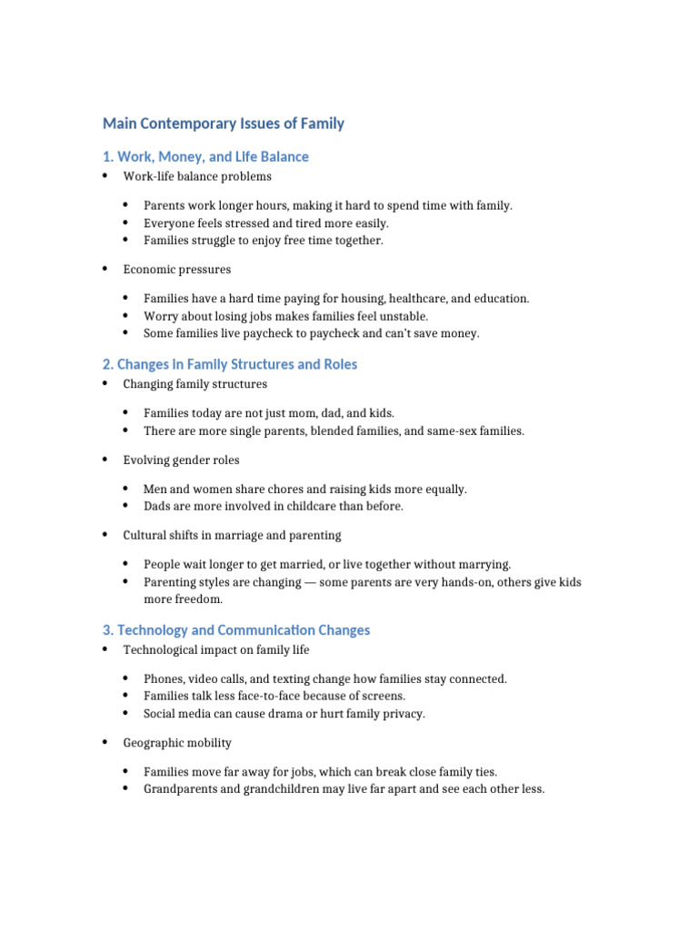 Contemporary Family Issues Explained | PDF