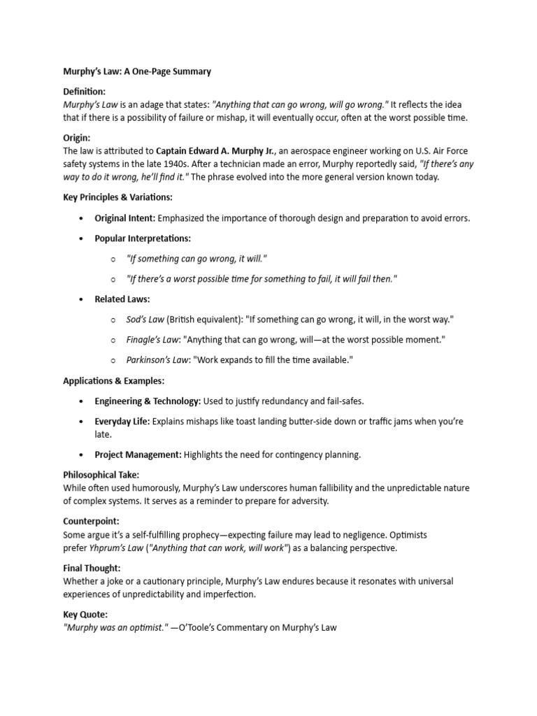 Understanding Murphy's Law Principles | PDF