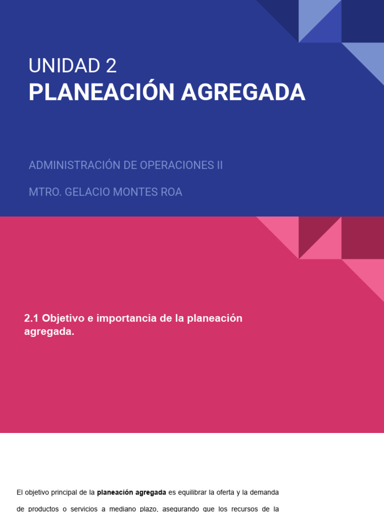 Unidad 2 - Diapositivas Admin Op 2 | PDF | Planificación | Business