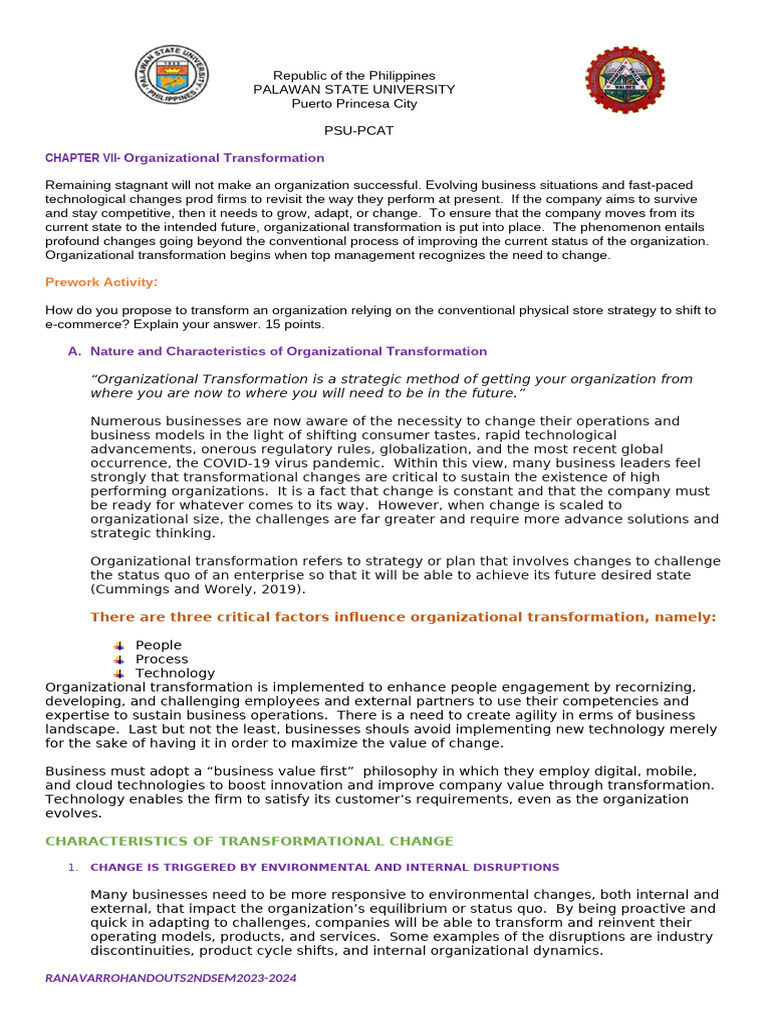 P2104 ORGANIZATIONAL DEVELOPMENT CHAPTER 7 Lesson 1 | PDF | Learning | Strategic Management