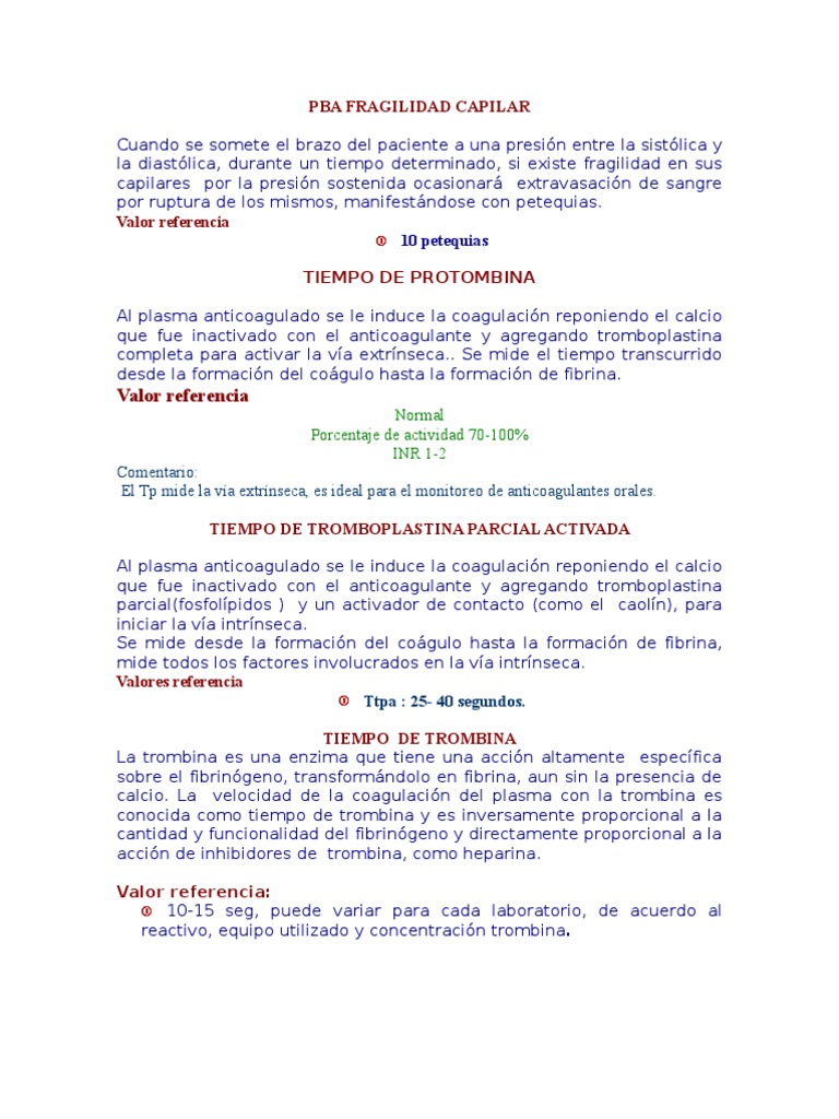 Fragilidad Capilar: Síntomas y Pruebas | PDF